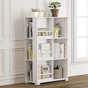 UTEX Kids Bookshelf, Wooden Kids Bookcase with 6 Cube Storage, Bookshelf Organizer for Kids, Display Stand Children Bookshelf for Nursery, Bedroom, Study Room