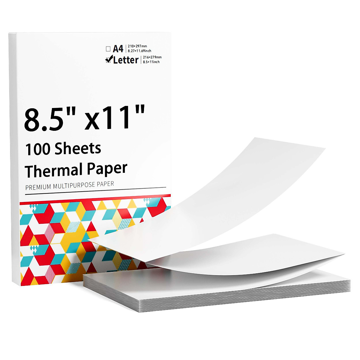 Zoolion 1 Wireless Portable Printer & 1 Thermal Paper Roll 8.5"x11" & 100 Folded Thermal Paper 8.5"x11"