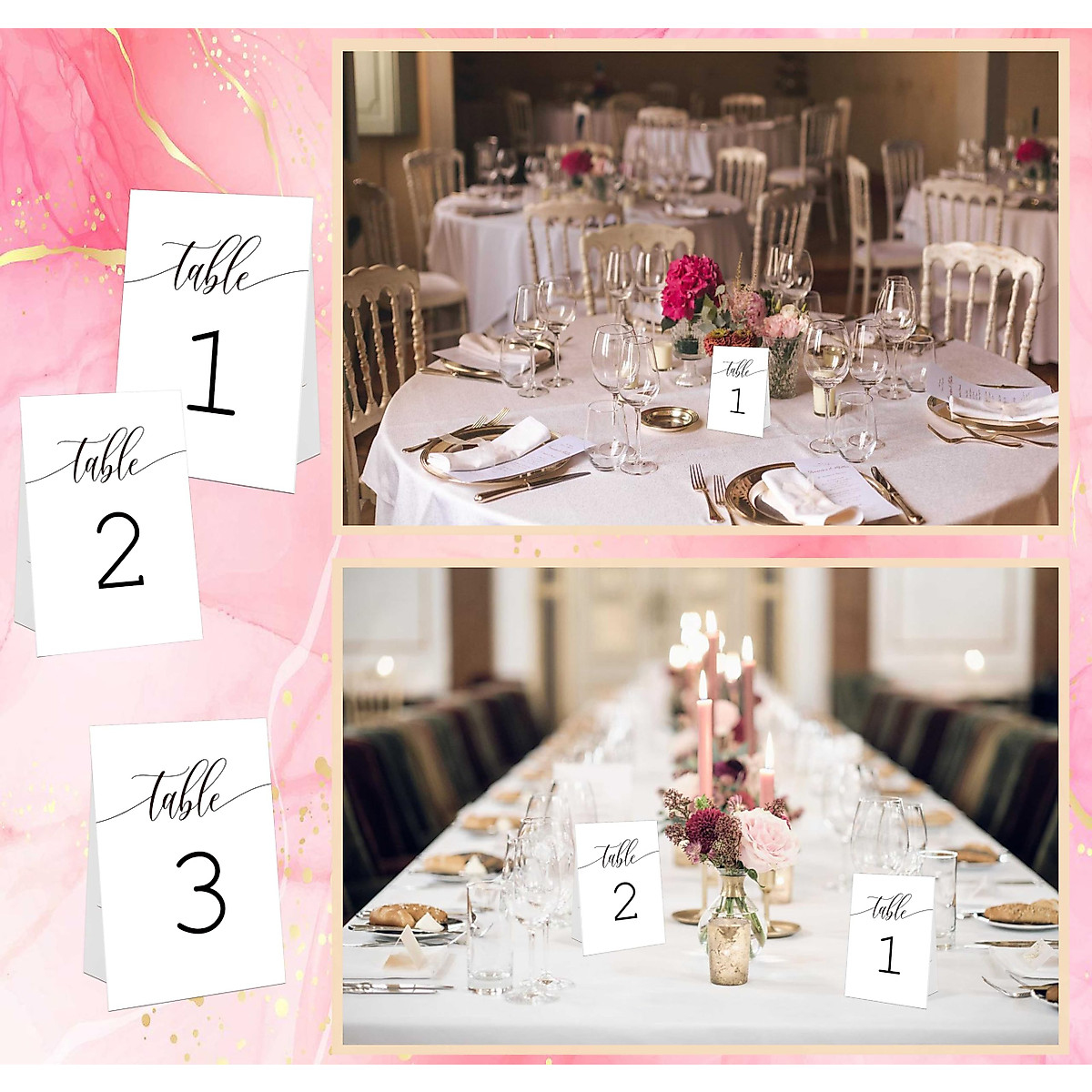 Wedding Table Numbers 1-20, Simple Wedding Decor, 4x6 Standing Sign Self-Standing Table Numbers for Bridal Showers, Baby Showers, Special Event, Reception & Decorations