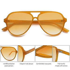SOJOS Classic Polarized Aviator Sunglasses for Women Men, Retro Trendy Aviators Shades SJ2201, Orange/Gradient Yellow