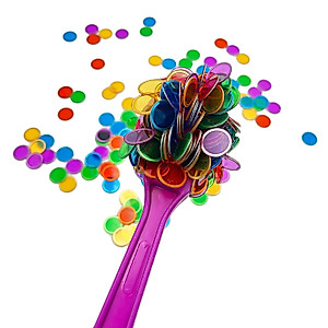 JUNWRROW 300 Pieces 5 Color Magnetic Transparent Bingo Counting Chips with Metal Edge