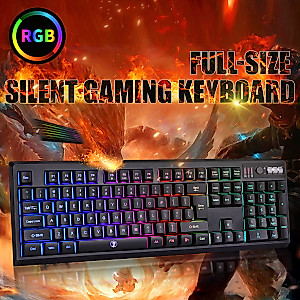 ZJFKSDYX C104 Wireless Gaming Keyboard and Mouse Combo - RGB Backlit, Mechanical Feel, Anti-ghosting, Rechargeable Battery, 7D 3200DPI Mice for Gamers
