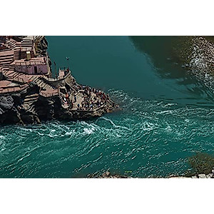 Devprayag Gangajal Holy Ganga Water from the Origin of River Ganga at Devprayag in Clear Glass Bottle 100ml (3.38oz)