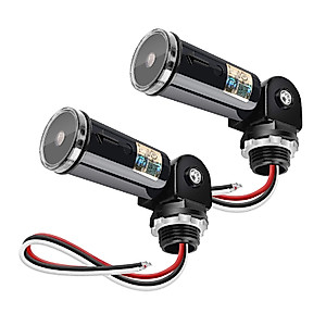 Outdoor Conduit Lighting Control with Photocell and Swivel Mount Photoelectric Switch for Wall Packs, Shoebox Porch Lights 120-277V Photocell (2 Pack)
