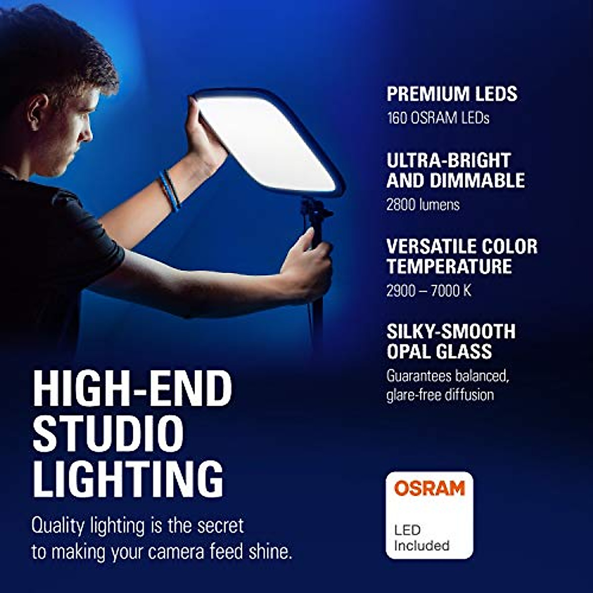 Elgato Key Light - Professional 2800 lumens Studio Light with desk clamp for Streaming, Recording and Video Conferencing, Temperature and Brightness app-adjustable on Mac, PC, iOS, Android