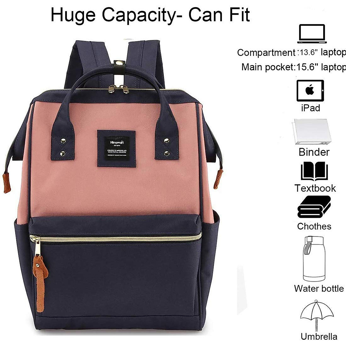 Himawari Laptop Backpack Travel Backpack With USB Charging Port Large Diaper Bag Doctor Bag School Backpack for Women&Men (XK-05#-USB L）