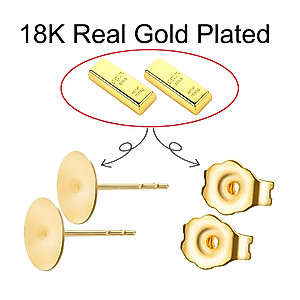 Gold Earring Posts and Backs - 400 Pcs 316L Stainless Steel Hypoallergenic Earring Studs for Jewelry Making with Butterfly Earring Backs, Earring Making Kit for DIY Jewelry (Gold)