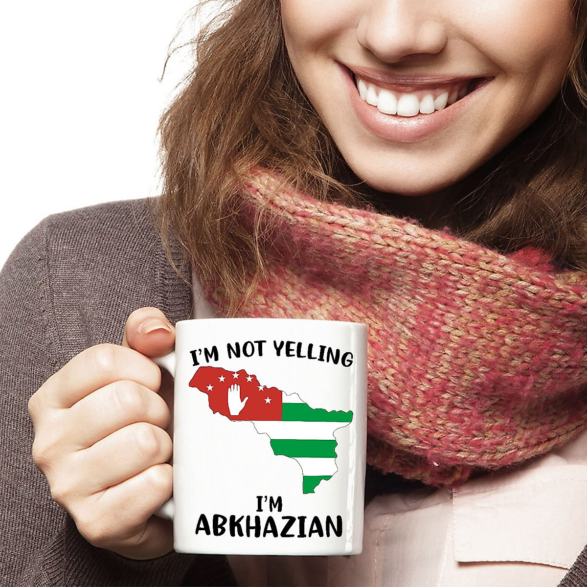 Funny Abkhazia Pride Coffee Mugs, I'm Not Yelling I'm Abkhazian Mug, Gift Idea for Abkhazian Men and Women Featuring the Country Map and Flag, Proud Patriot Souvenirs and Gifts