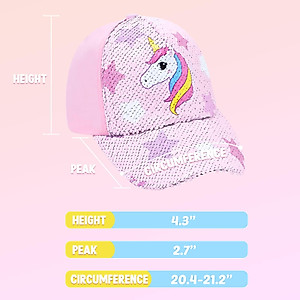 WAWSAM Kids Baseball Hat Unicorn Baseball Cap for Toddler Trucker Hat for Girls Ages 4-8 Adjustable Snapback Cap Pink