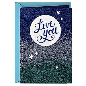 Hallmark Love Card, Love You to The Moon (Anniversary Card or Birthday Card), 499RZB1327