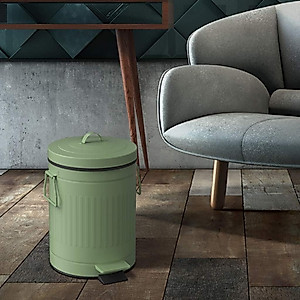 Valcla Trash Can Pedal Trash Can Retro Round Post Box with Cover Stainless Steel Green Sealed Trash Can Home Kitchen Recycling Bin Suitable for Home Mall Office (Color : Green, Size : 7L)
