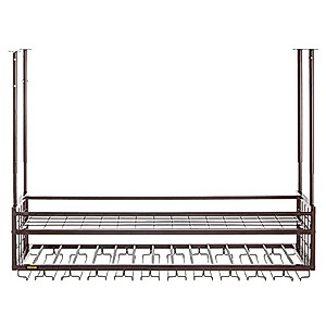 VEVOR Ceiling Wine Glass Rack, 46.9 x 11.8 inch Hanging Wine Glass Rack, 18.9-35.8 inch Height Adjustable Hanging Wine Rack Cabinet, Coppery Wall-Mounted Wine Glass Rack Perfect for Bar Cafe Kitchen