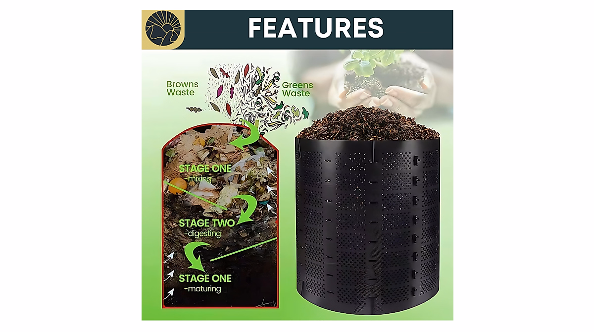 SunVara Compost Bins Outdoor Compost Bin Outdoor Composter Easy ...