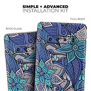 DesignSkinz Floral Blues Protective Vinyl Decal Wrap Skin Cover Compatible with The Samsung Galaxy S20 (Screen Trim & Back Glass Skin)