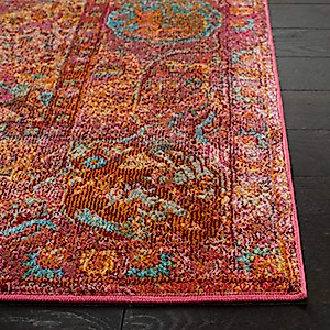 SAFAVIEH Luxor Collection 6'7" x 9'2" Fuchsia / Gold LUX318R Handmade Boho Chic Area Rug