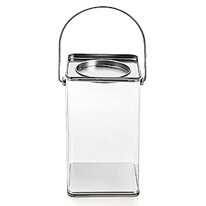 Hedume 9 Pack Clear Paint Can Containers with Metal Lids, 6 Inches Tall Square Empty Paint Storage Cans, Arts & Crafts Paint Buckets for Decorative & Party Use, Great for Party Favors, Decor and DIY