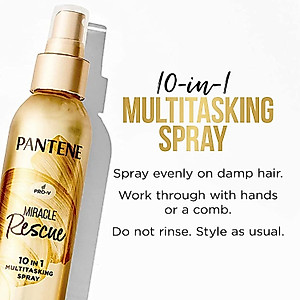 Pantene Hair Spray Miracle Rescue Leave In Conditioner Spray & Mix-In Treatment, Boost of Hydration for Damaged Hair, 5.7 Fl Oz and 3 Fl Oz Each