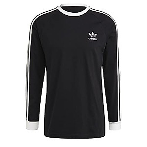 adidas Originals mens 3-stripes Long Sleeve Tee Shirt, Black, Large US