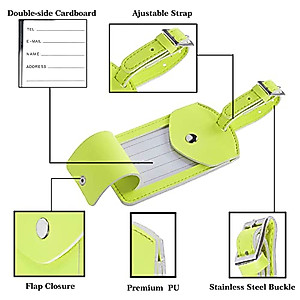 Sodsay Leather 2 Luggage Tag Baggage Bag Travel Tags with Privacy Flap (Neon Yellow)