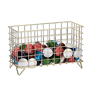 ELLDOO Coffee Pod Holder, Large Capacity Coffee Pod Organizer for K Cup Keuring Espresso Capsule Coffee Creamer, Metal Coffee Pod Storage Basket for Kitchen, Coffee Bar Decor (Gold, Large)
