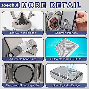 Joechul Respirator Mask with 7093 Filters - Half Face Gas Mas, Dust Mask for Chemicals, Dust, Fume, Asbestos, Silica Particulates, Welding, Grinding Sanding, Mold, Construction, Polishing Spray