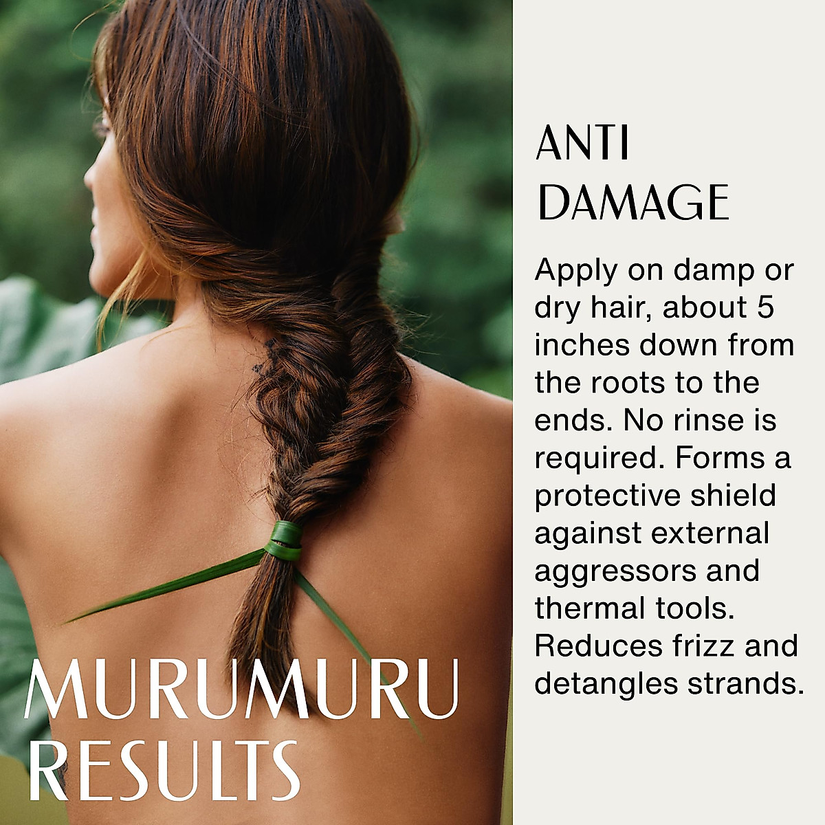 natura Murumuru Hair Leave-In Conditioner, 1.5 oz - Reconstructs Hair Fiber, Reduces Frizz, Detangles, and Repairs Split Ends, Vegan, Not Tested On Animals, Unisex, For Frizzy Hair