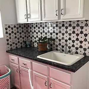 Stone Center Online Thassos White Marble Magnolia Flower Mosaic Tile w/Bardiglio Gray Polished Kitchen Bath Wall Floor Backsplash Shower (1 Sheet)