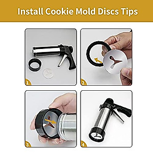 JAZORR Cookie Press,Stainless Steel Cookie Press Gun Kit with 13 Cookie Mold Discs 8 Piping Nozzles for DIY Biscuit Maker and Cake Decorating Tool (Black,with Cleaning Brush)