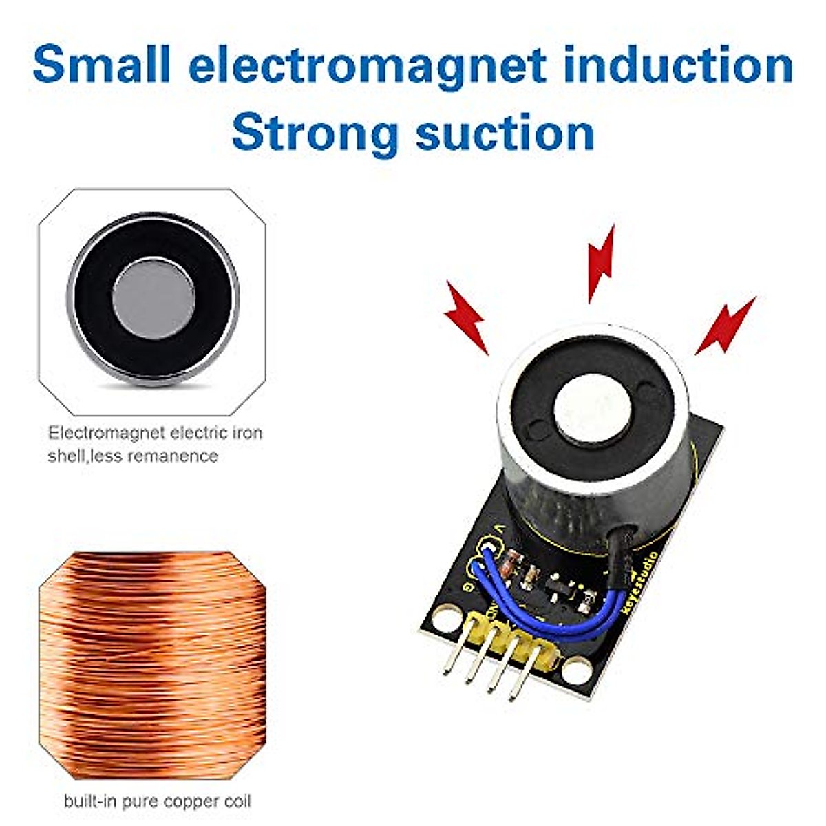 KEYESTUDIO 5V DC 25N Force Electric Lifting Magnet Solenoid Electromagnet Module for Arduino