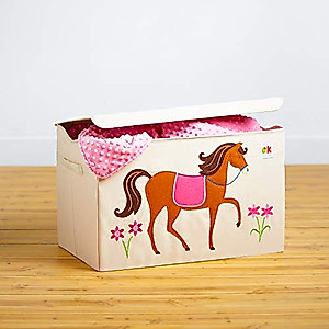 Wildkin Kids Fabric Toy Chest for Boys & Girls, Measures 24 X 15 X 14 Inches Toy Storage, Features Garterized Handle & Cardboard Insert, Toy Box Helps Kids Supplies Organized (Horses)