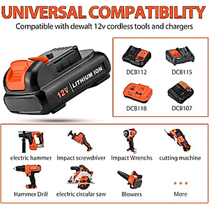 SJZNHFTOLO DCB120 12V 4.0Ah Replacement Battery for Dewalt 12V Battery DCB121 DCB123 DCB122 DCB124 DCB125 DCB127 Compatible with All Dewalt 12 Volt Max Lithium Battery(2 Pcak)