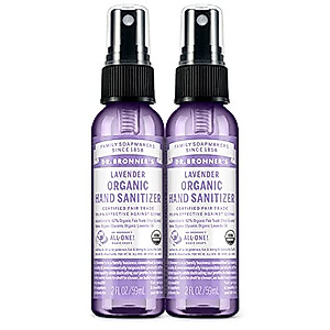Dr. Bronner's - Organic Hand Sanitizer Spray (Lavender, 2 Ounce, 2-Pack) - Simple and Effective Formula, Cleanses & Sanitizes, No Harsh Chemicals, Moisturizes and Cleans Hands