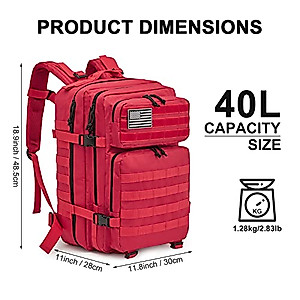 G4Free 40L Military Tactical Backpack 3 Day Assault Survival Molle Pack Bug Out Bag Fishing Backpack Rucksack