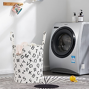 TECHMILLY Large Storage Basket for Girls and Boys, Collapsible Laundry Hamper with Long Handles, Toy Bins for Nursery, Kids Room Décor