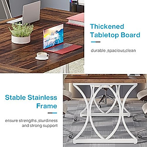 LITTLE TREE 63 “ Dx31“W x 30“ H Executive Desk, Farmhouse Large Computer Home Office Desk, Small Conference Room Table for 4-6 Person