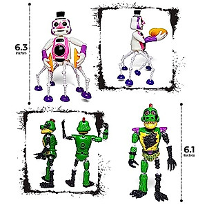 Toysvill 8 pcs Inspired by Game Five Night at Freddys Toys | Ultimate Custom Night | FNAF Action Figure [Withered Bonnie, Orville, Mangle, Gator, Happy Frog, Roxanne Wolf, Chica, and Music Man]