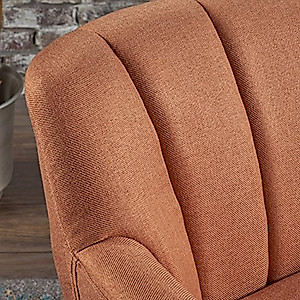 Christopher Knight Home Merel Mid-Century Modern Fabric Club Chair, Orange / Natural