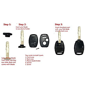 Horande Replacement Key Fob Cover Case fits for 2006 2007 2008 2009 2010 2011 Honda Accord Civic CRV Pilot Ridgeline Odyssey Keyless Entry Remote Key Fob Shell 2+1 Button (Black)