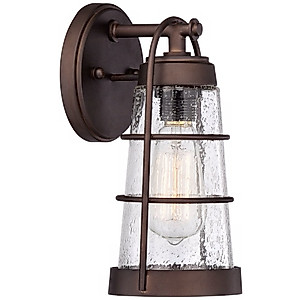 Franklin Iron Works Averill Park Farmhouse Rustic Outdoor Wall Light Fixture Oil Bronze Metal 10 1/4" Clear Seedy Glass Exterior House Porch Patio Outside Deck Garage Yard Front Door Garden Home