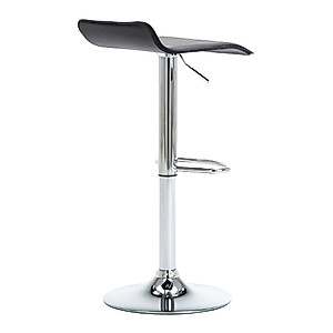 NOBPEINT Contemporary Chrome Air Lift Adjustable Swivel Bar Stool, Set of 2, Black