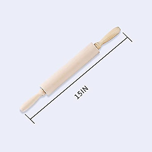 Rolling Pin,15 Inch Wooden Rolling Pins for Backing,Use for Pasta,Cookie Dough,Pastry,Bakery,Pizza,Fondant