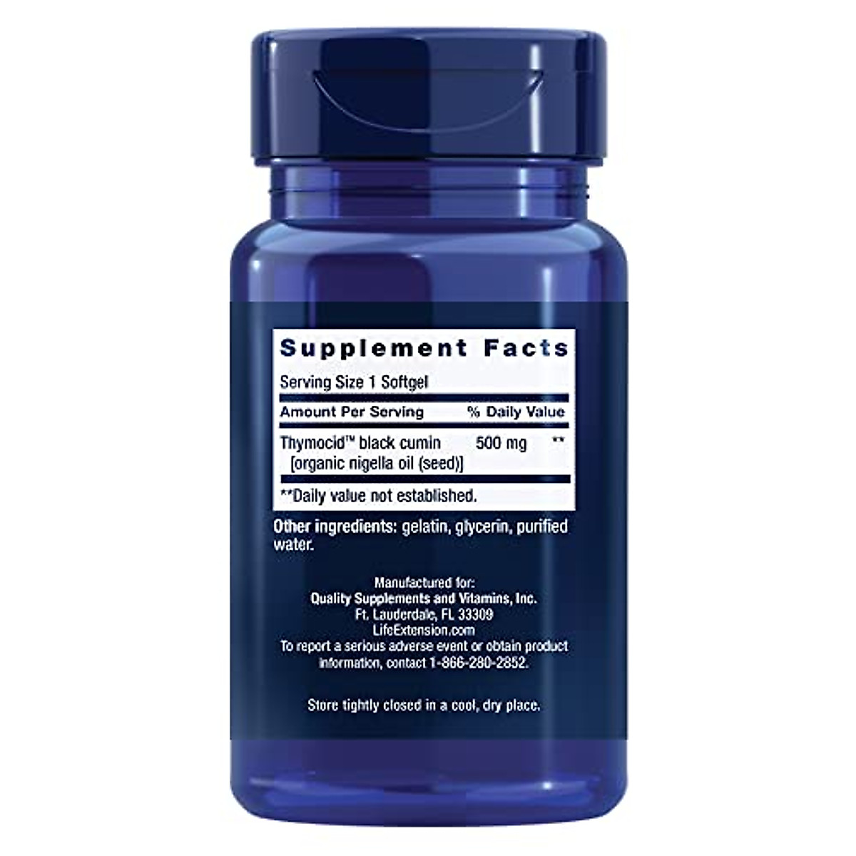 Life Extension Black Cumin Seed Oil 500 mg – Immune Support & Inflammation Management Supplement – Non-GMO – Gluten-Free – 60 Softgels