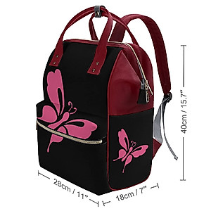 Pink Butterfly Diaper Bag Backpack Large Capacity Mommy Bags Multifunction Nappy Bag Travel Back Pack Red-Style
