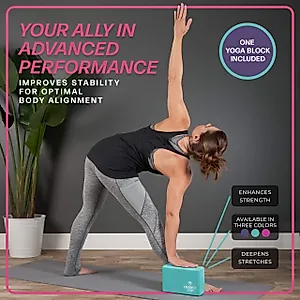 URBNFit Yoga Block - Moisture Resistant High Density EVA Foam Block - Improve Balance and Flexibility Perfect for Home or Gym - Free PDF Workout Guide (1 PC, Pink)