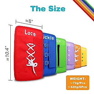 Yanhan Education Early Learning Basic Life Skills Fine Motor Dressing Board Preschool Supplies - Zip, Snap, Button, Buckle, Lace & Tie for Toddler 1-3 Activity Busy Board Toy