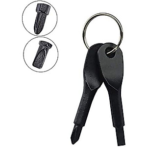 Mini Pocket Repair Hand Tool Portable Screwdriver Set Keychain Outdoor Tool Kit Stainless Steel Keyring 1pc (Black)