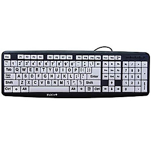 Nuklz N Large Print Computer Keyboard | Visually Impaired Keyboard | High Contrast Black and White Keys Makes Typing Easy | Perfect for Seniors and Those Just Learning to Type