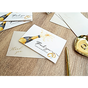 Gooji Wedding Thank You Cards with Matching Envelopes, 4x6 Inches, 20 Count, White and Beige