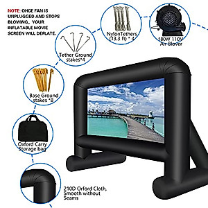GZKYYLEGS 16 Feet Inflatable Movie Screen Outdoor, Projection Screen with Air Blower, Tie-Downs and Storage Bag - Easy Set up, Blow Up Screen for Backyard Movie Night, Theme Party