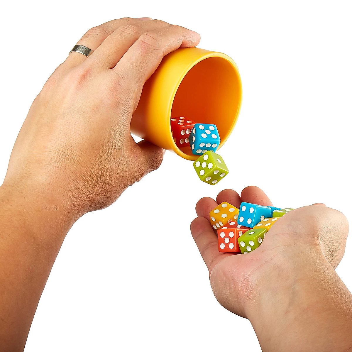 Tossing Tens - 50+ Fast, Frenzied Dice Games and 40 Colorful Dice - Included Deck of Unique Dice-chucking Activities for Game Night, 1-4 Players, Quick Play Time, Math Games (Deluxe w/Dice Cups)
